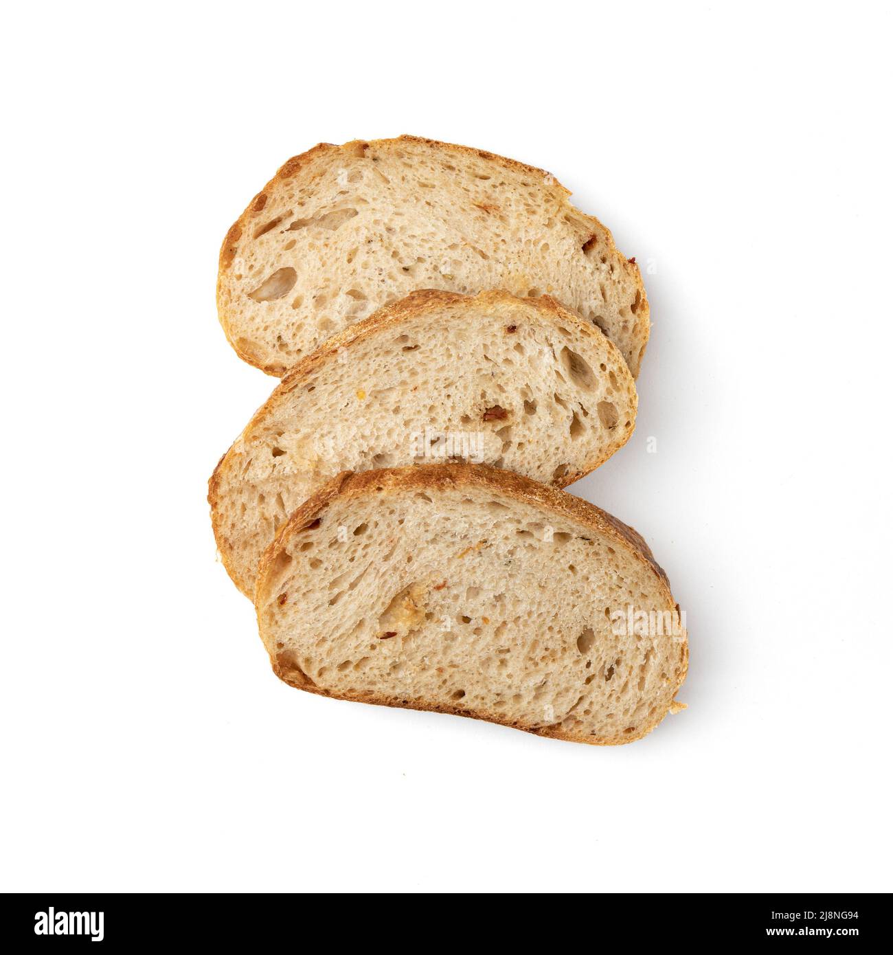 three slices wheat bread isolated on white background, italian fresh ...