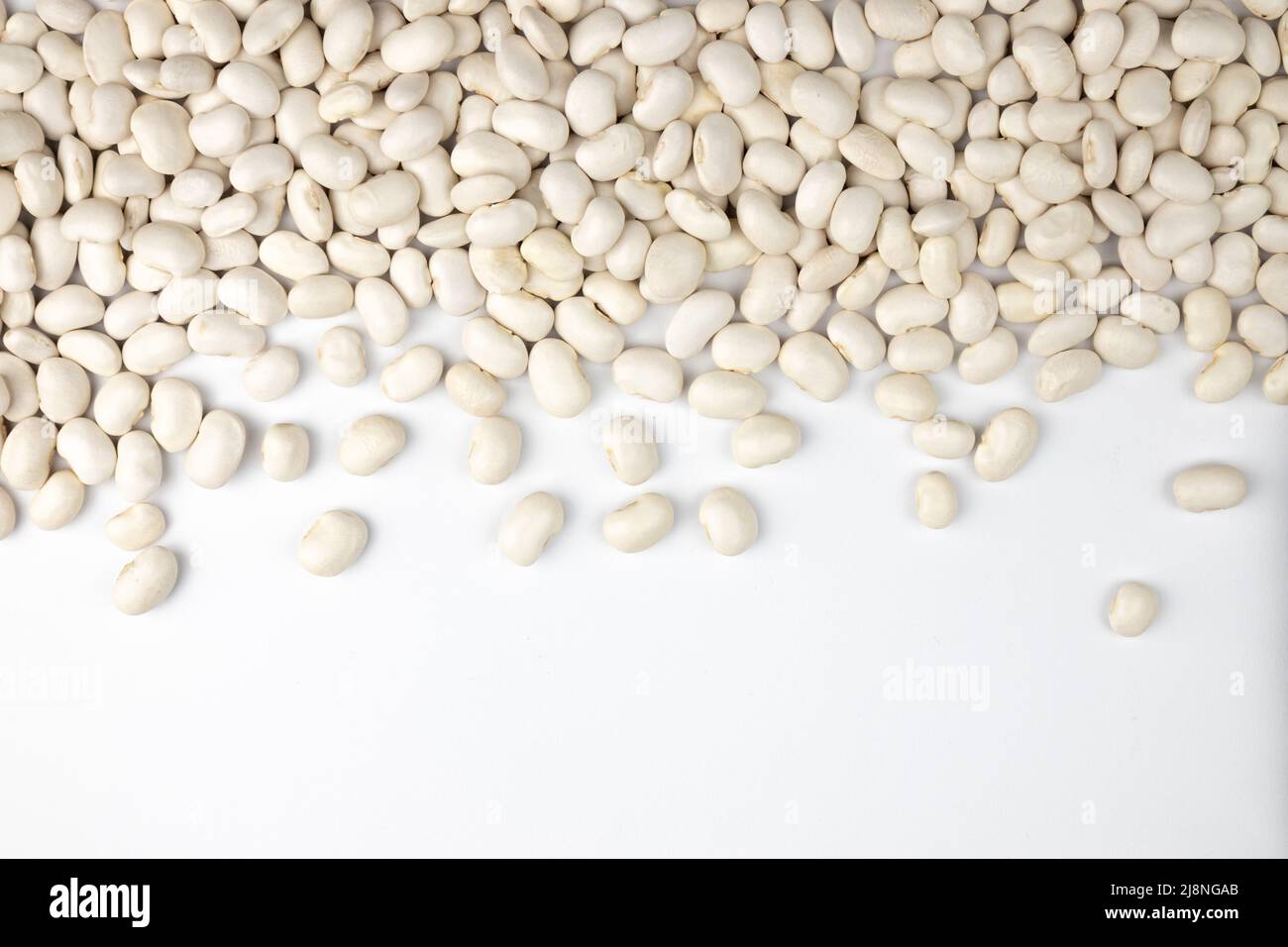 frame of many grains of dried beans top view, white beans texture, food ...