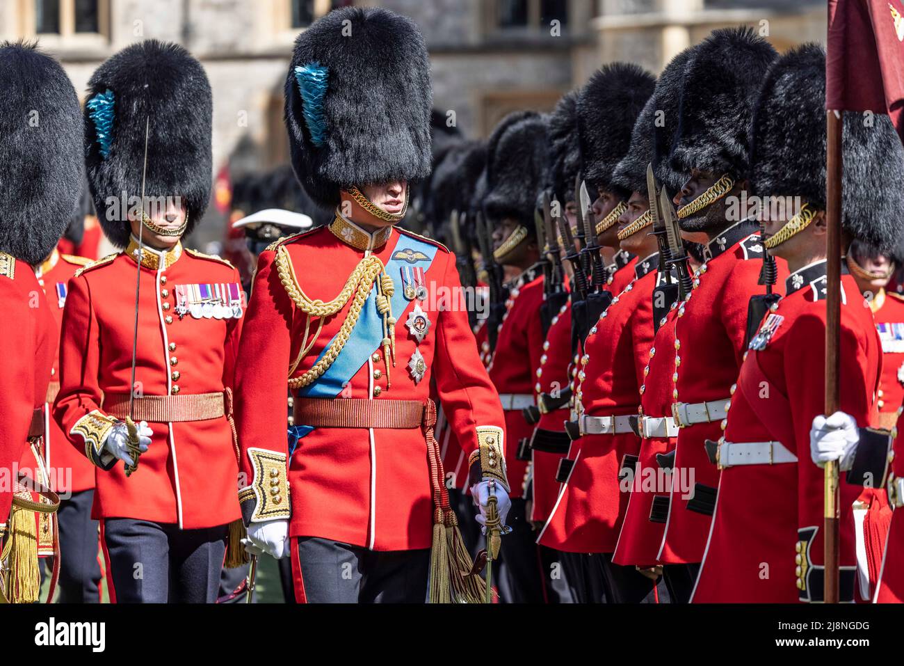 The Duke of Cambridge, Colonel of the Irish Guards, inspects the 1st battalion in the Quadrangle ...