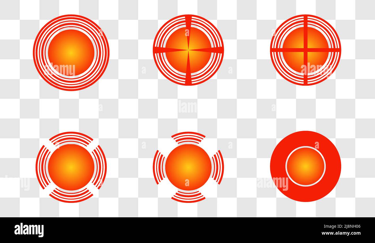 Point pain Pain localization mark Set of abstract symbols of pain Red ...