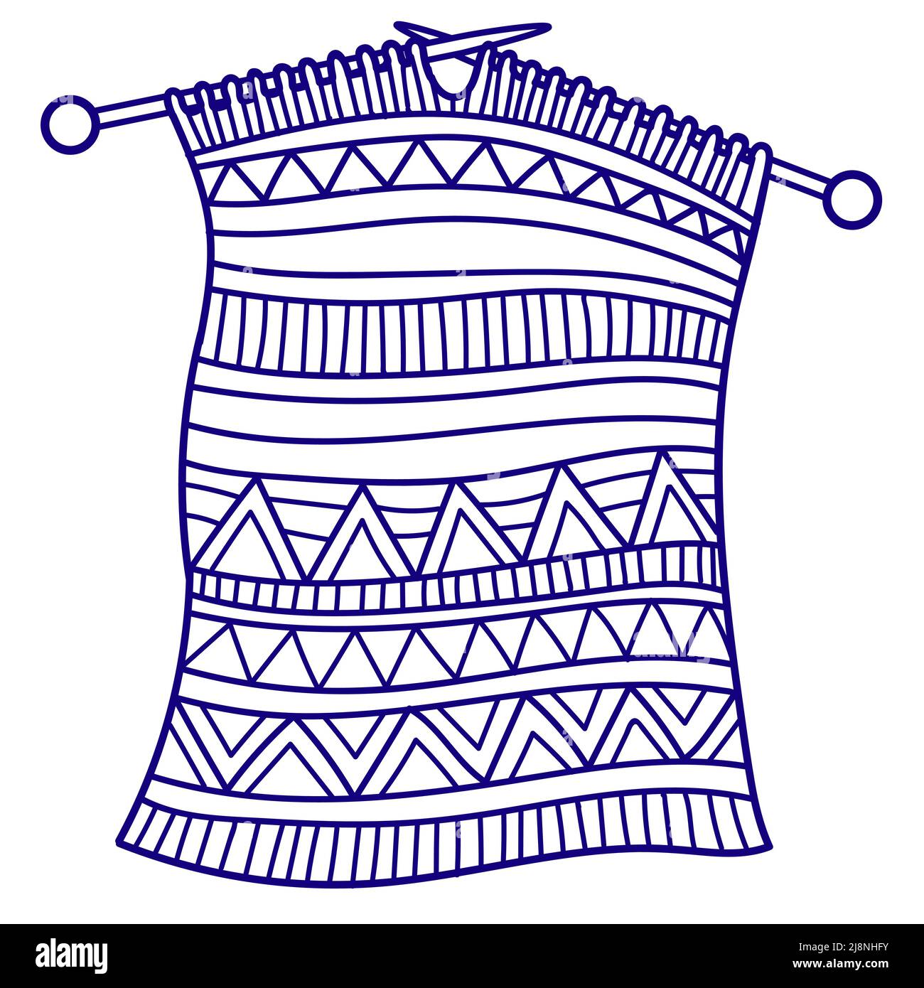 Knitting winter clothes, vector flat illustration. Winter coloring page ...