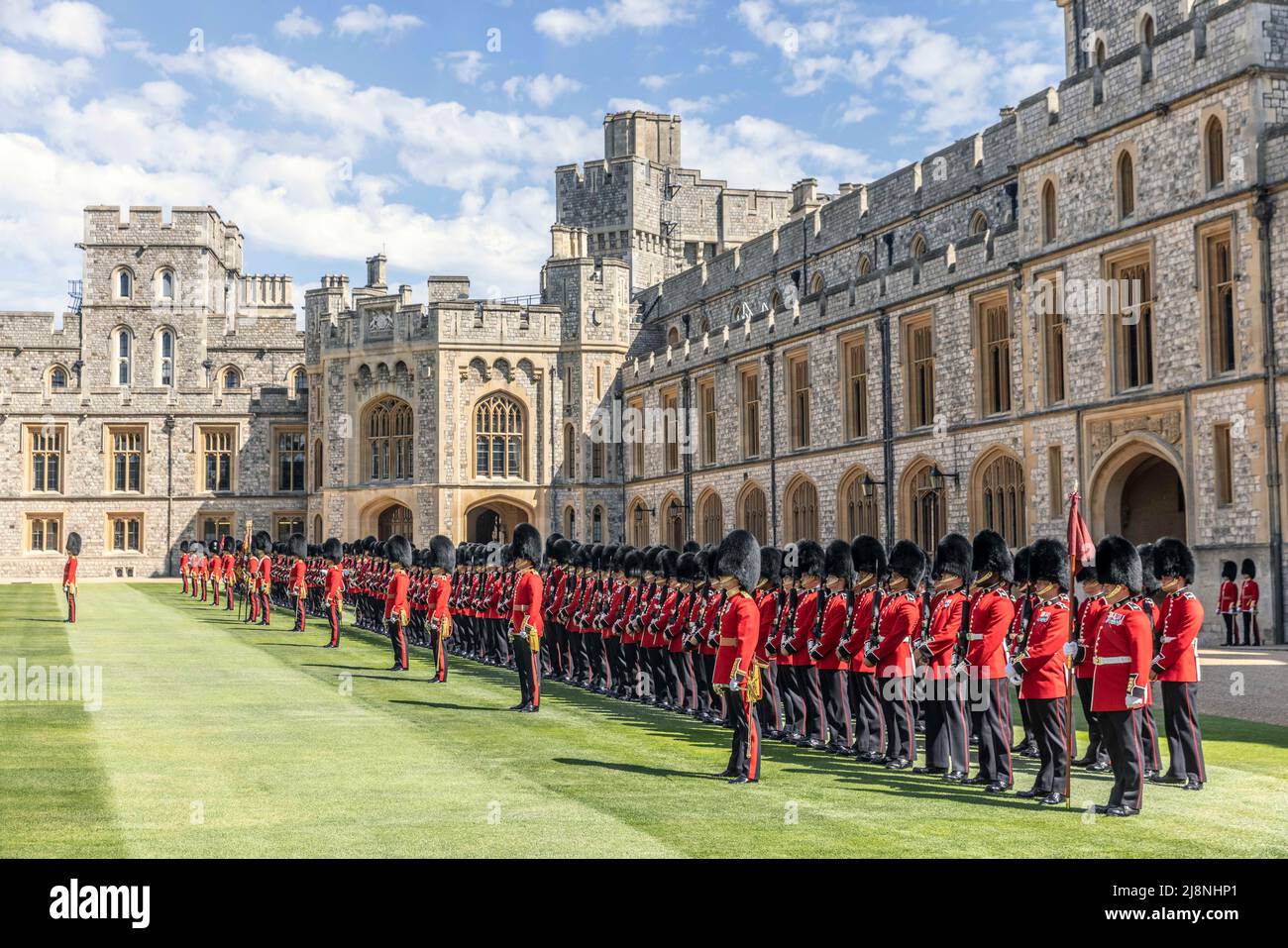The 1st battalion Irish guards line up on parade in the Quadrangle of Windsor Castle where their ...
