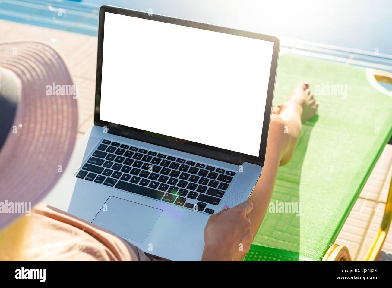 woman watching video course, distance e-learning, studying with online ...