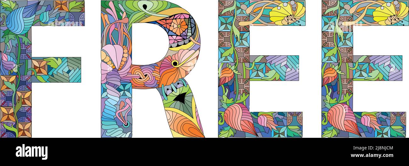 Hand-painted art design. Hand drawn illustration word FREE for t-shirt ...