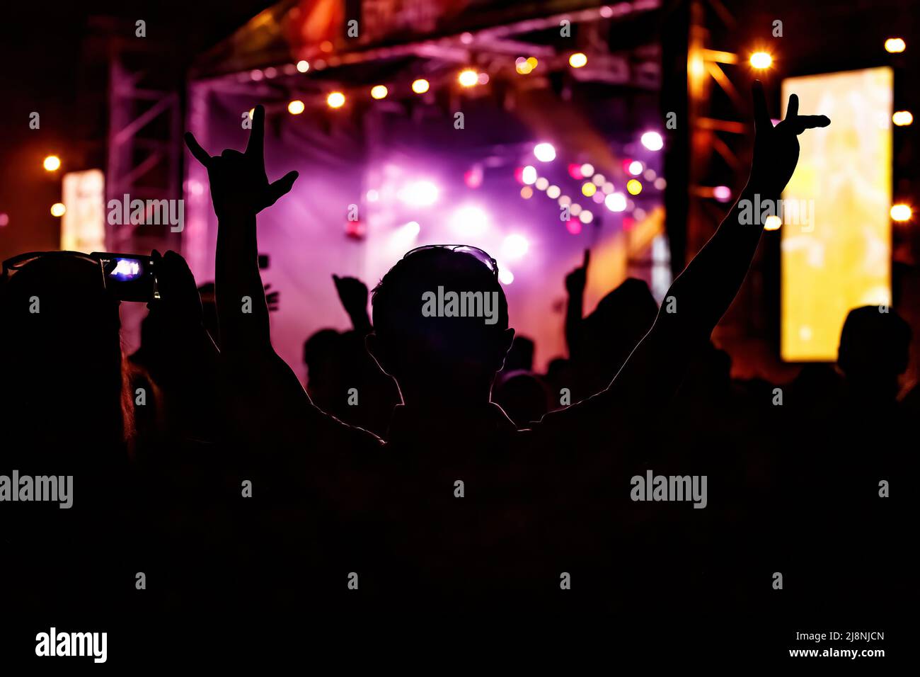 People dancing and having fun at summer festival party outdoor - Crowd ...