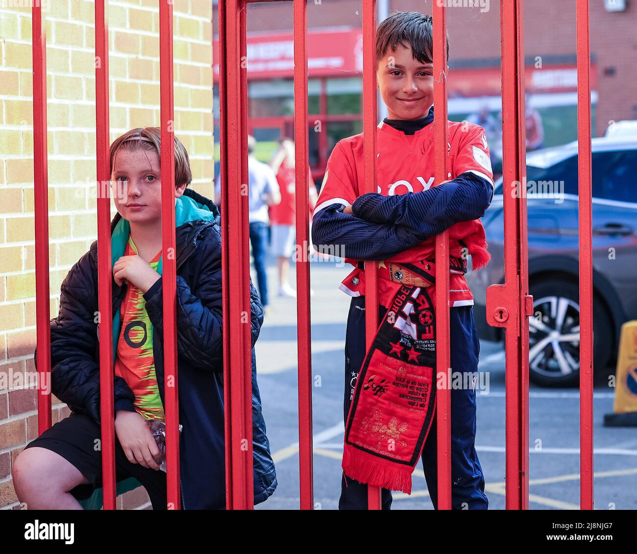 Two young Forest fans await their teams arrival Stock Photo - Alamy