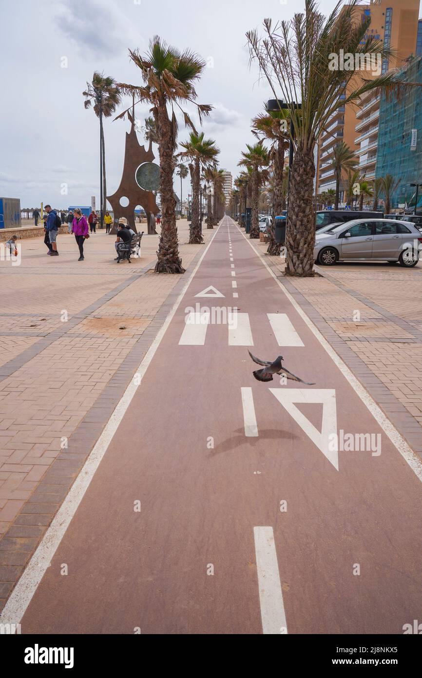 A view of the modern seafront promenade and dedicated bike path in the ...