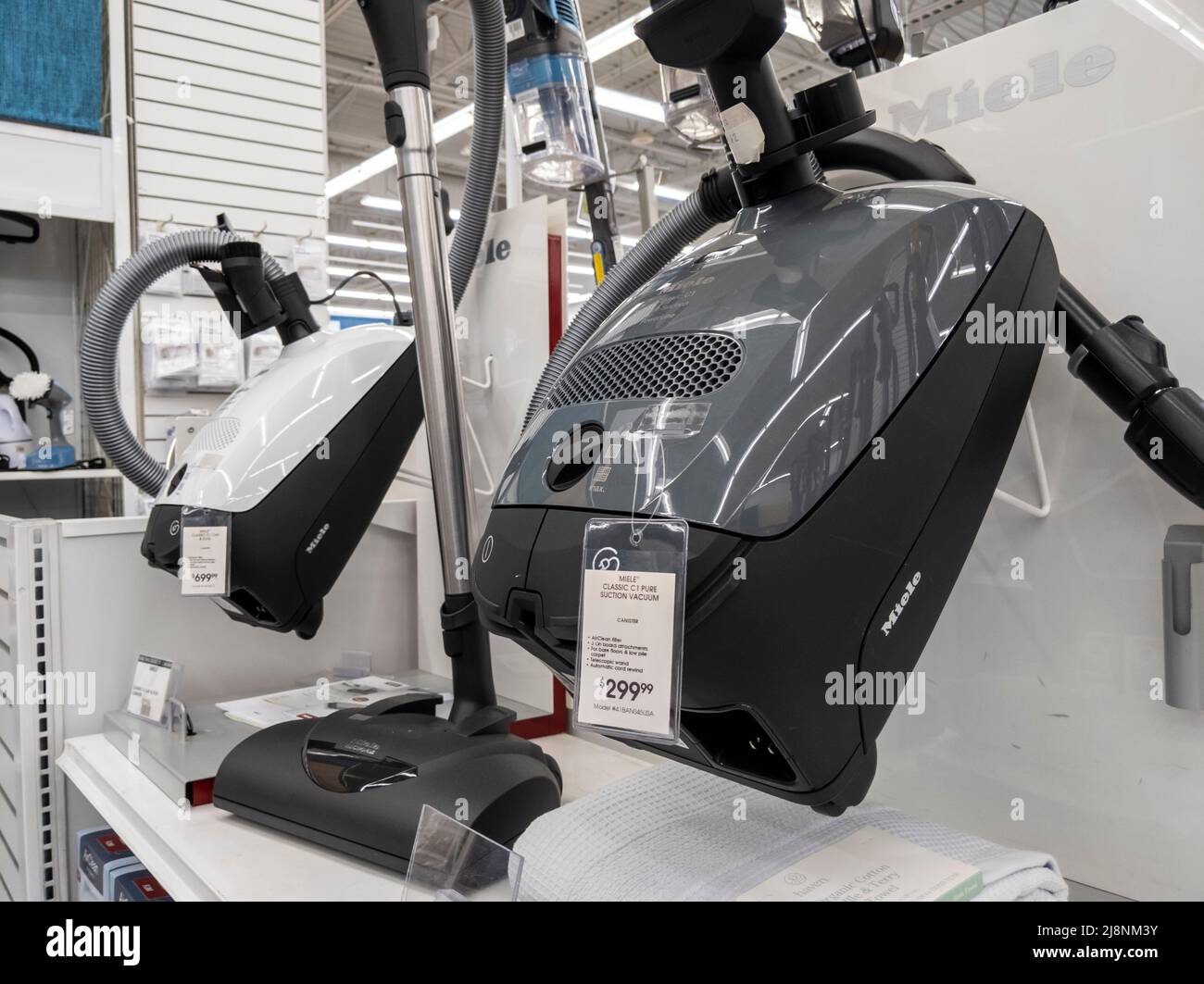 Lynnwood, WA USA - circa April 2022: Angled view of Miele display ...