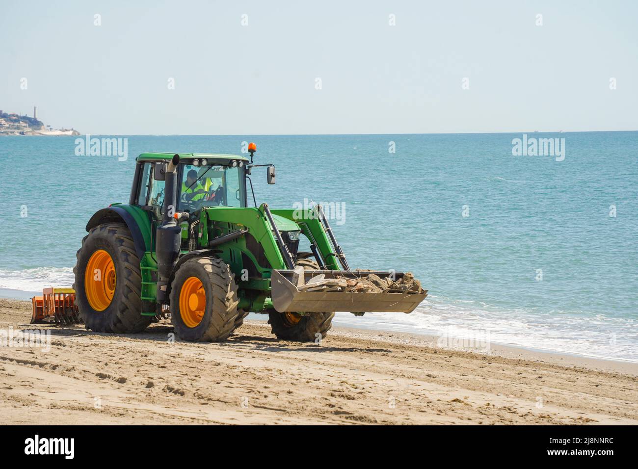 Beach restoration, Renourishment, replenishment sand works at a beach ...