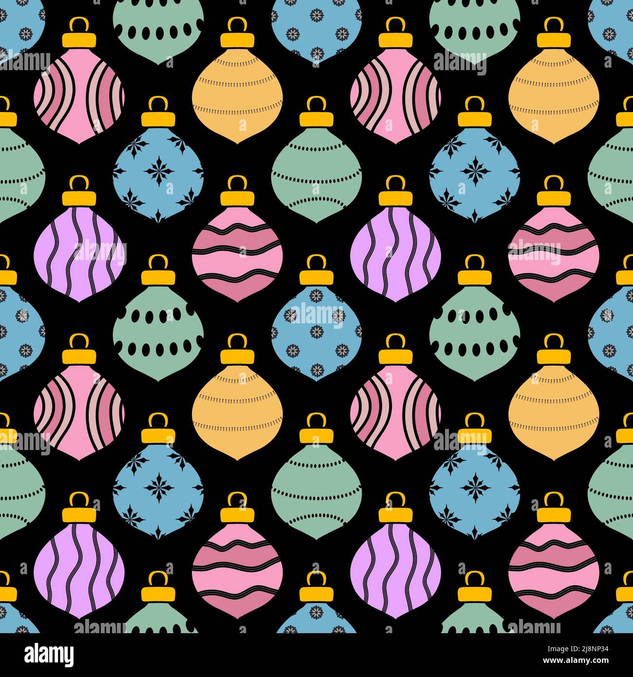 New year seamless Christmas tree balls pattern for fabrics and ...