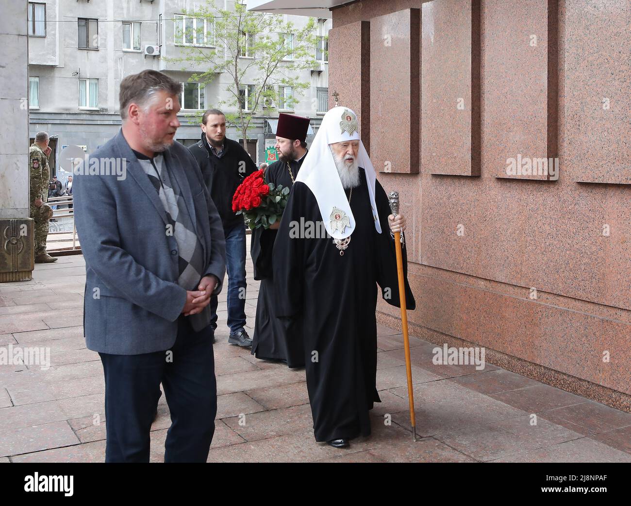 KYIV, UKRAINE - MAY 17, 2022 - Honorary Patriarch Filaret arrives at ...