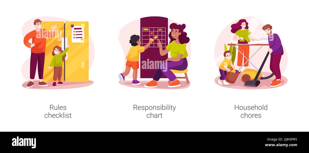 Family rules isolated cartoon vector illustration set Stock Vector ...