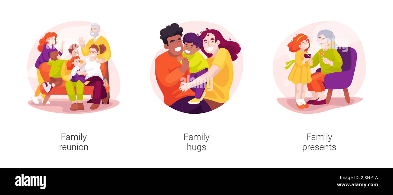 Family gathering isolated cartoon vector illustration set Stock Vector ...