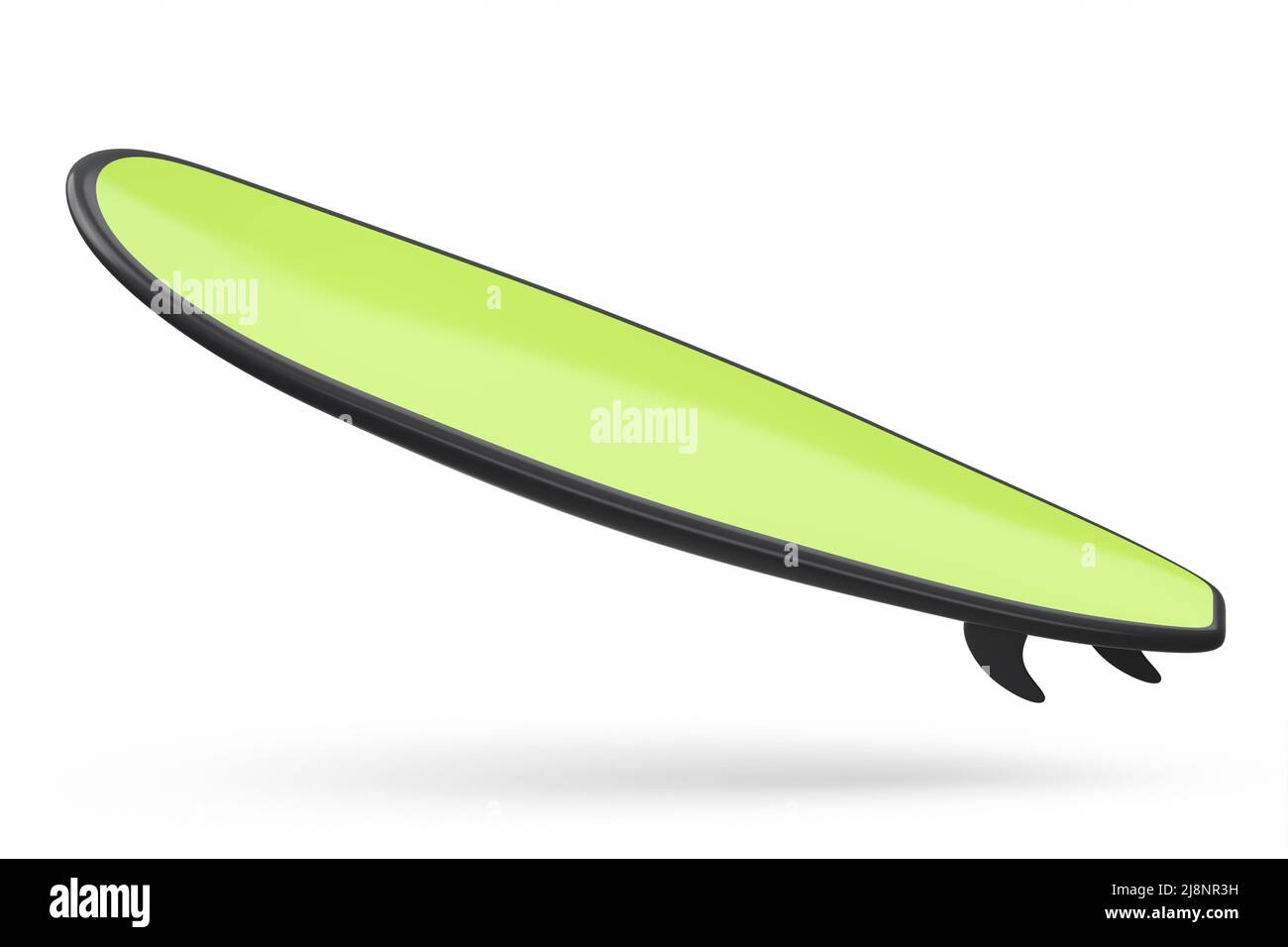 Realistic green surfboard isolated on white background. 3d render of ...