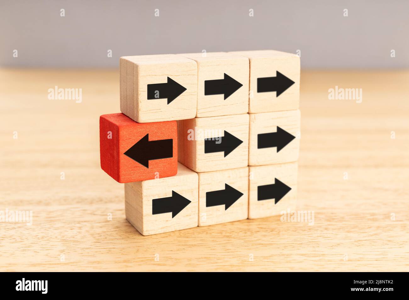 Think different, unique or independent concept. Arrow pointing the ...