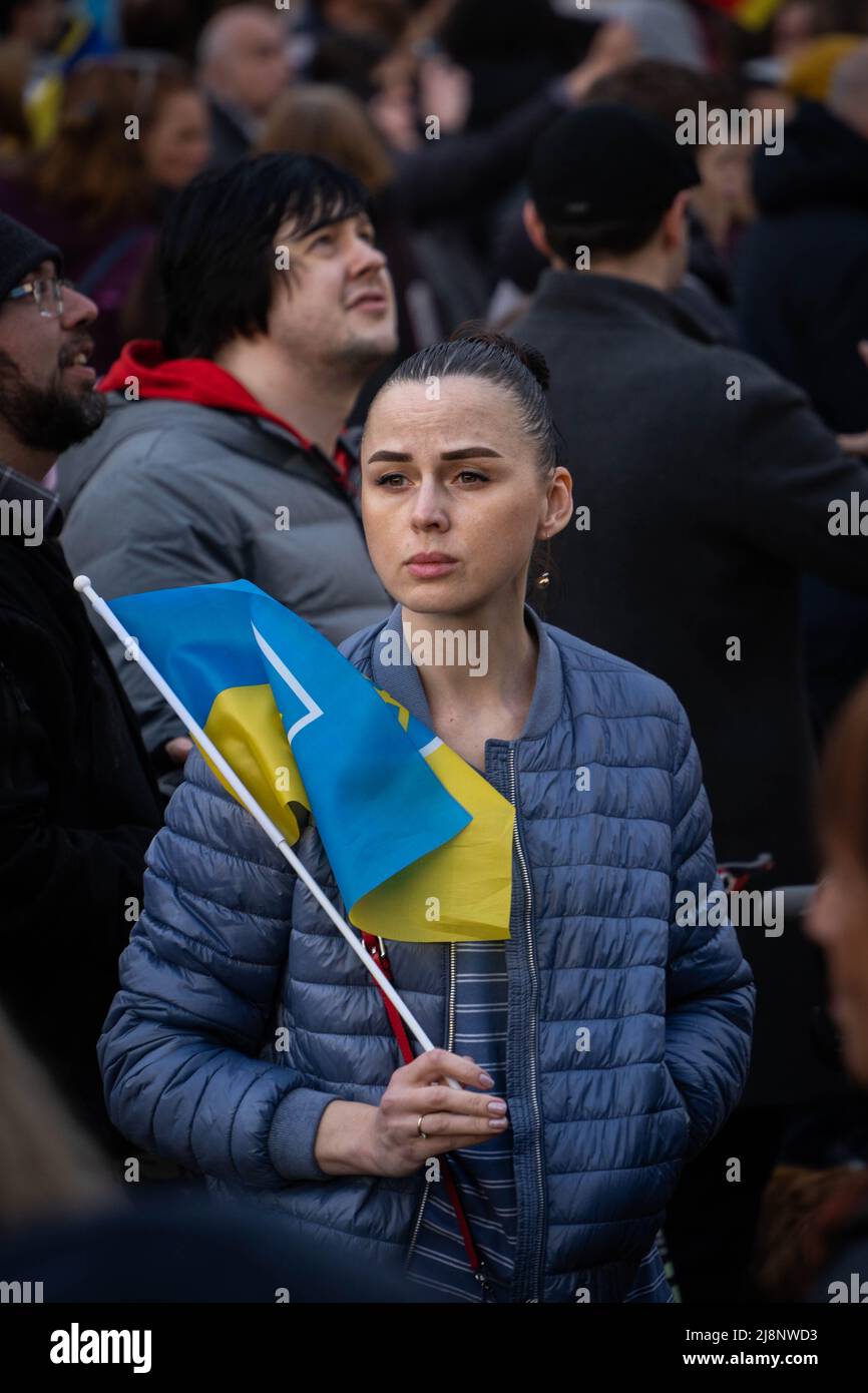 Sofia, Bulgaria - April 28, 2022: A young female with a pensive look ...