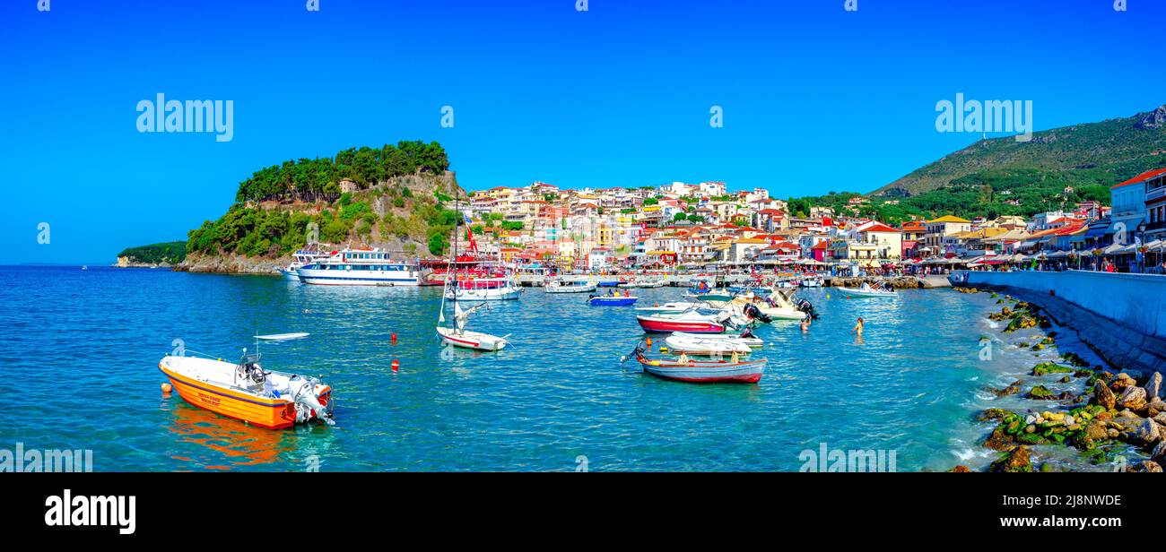 Panoramic view of scenic Parga city, Greece Stock Photo - Alamy