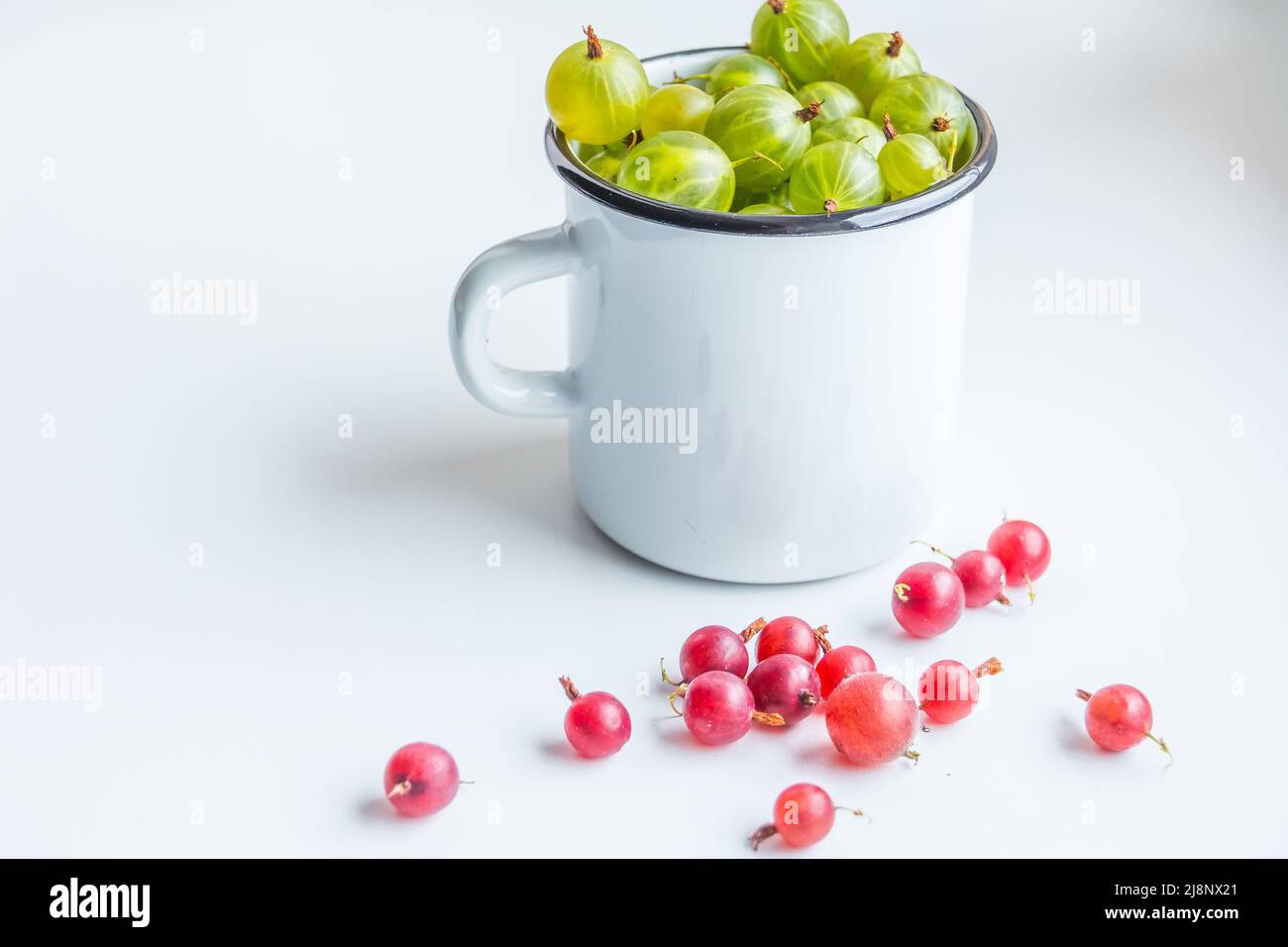 Set of organic gooseberry. Gooseberries fruits in a cup. Green ...