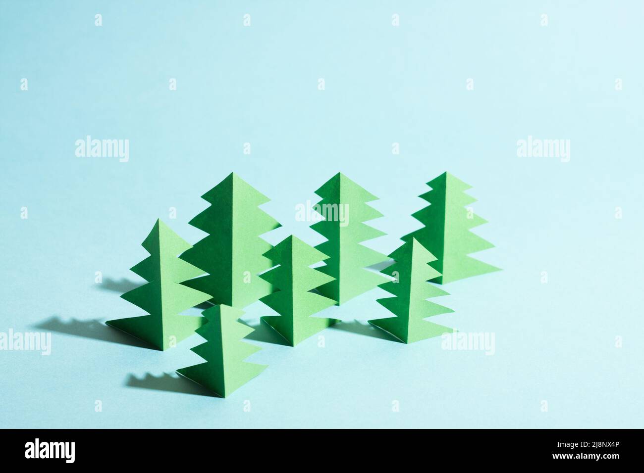 Paper forest with free copy paste space for text. Green paper trees on ...