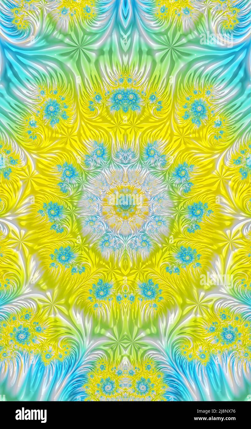 Fractal pattern in blue-yellow tones, spiral. illustration Stock Photo ...