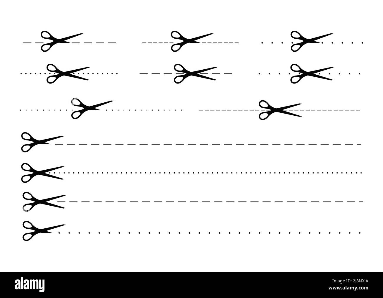 Scrissors cut dotted line mark icon set Stock Vector Image & Art - Alamy