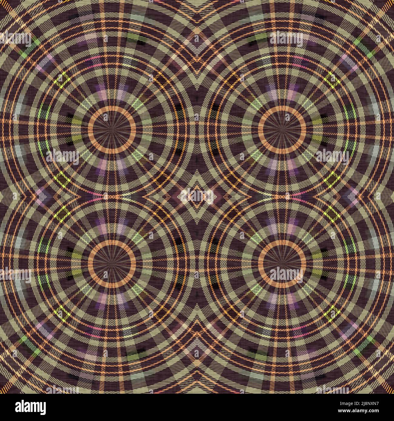 Earthy colours retro sixties geometric seamless pattern in variegated ...