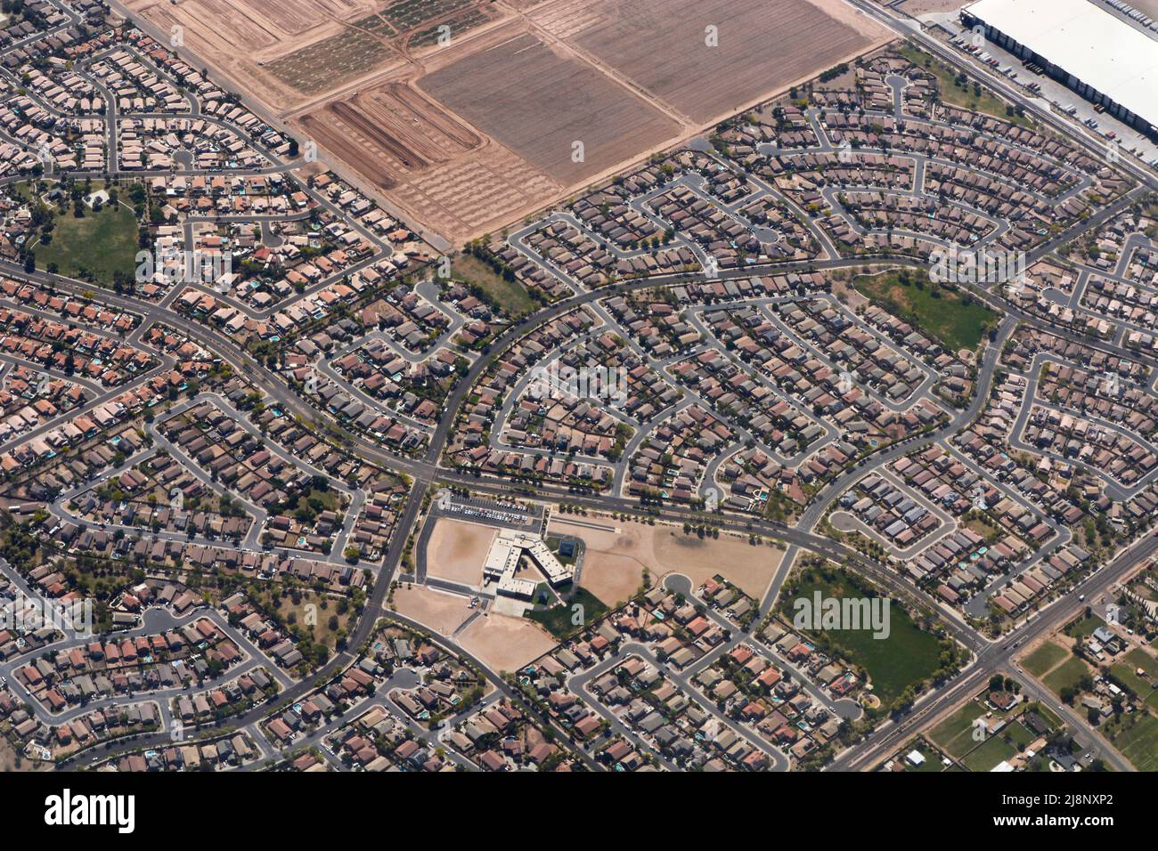 Aerial view of Goodyear, Arizona, as seen from a passenger plane ...