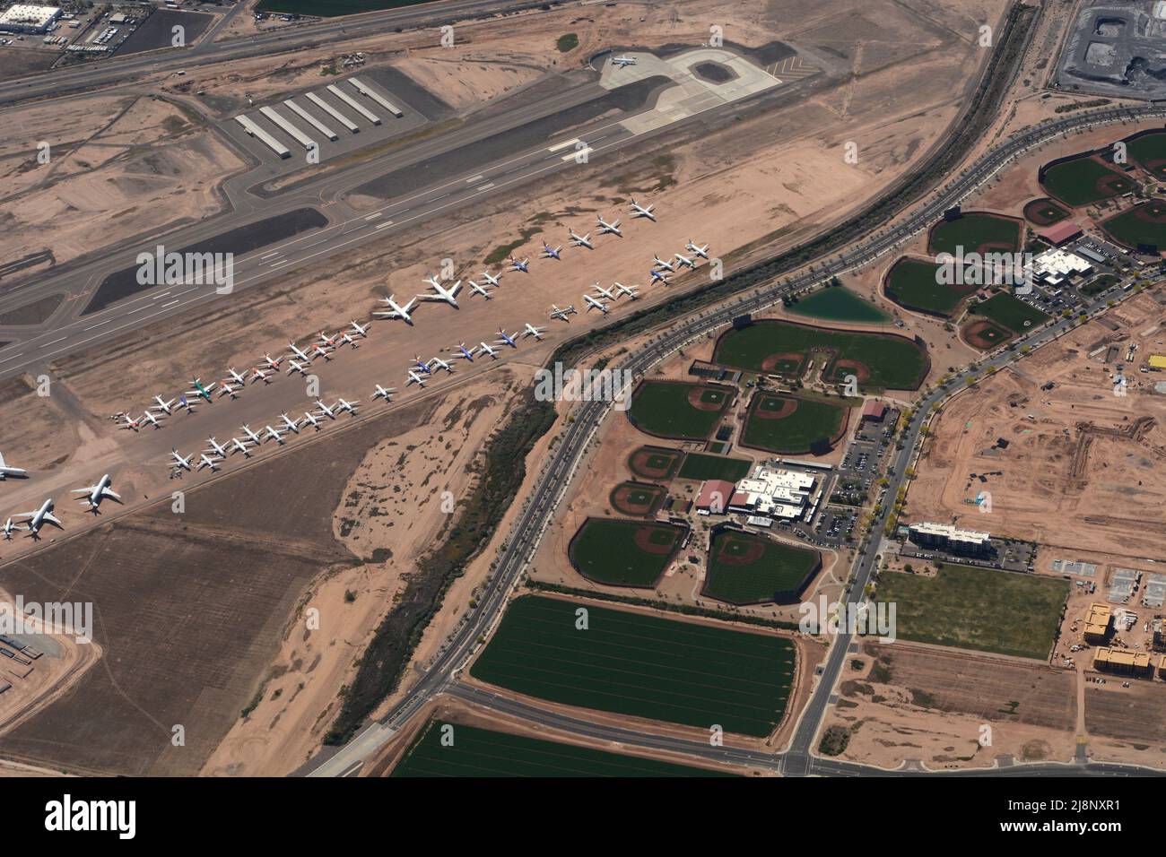 Aerial view of Phoenix-Goodyear Airport and Goodyear Recreation Center ...