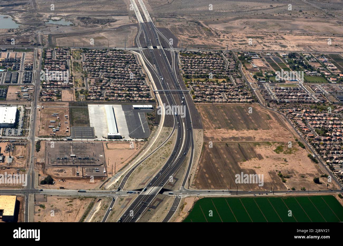 Arizona State Highway 202 as from an airplane landing at Phoenix Sky ...