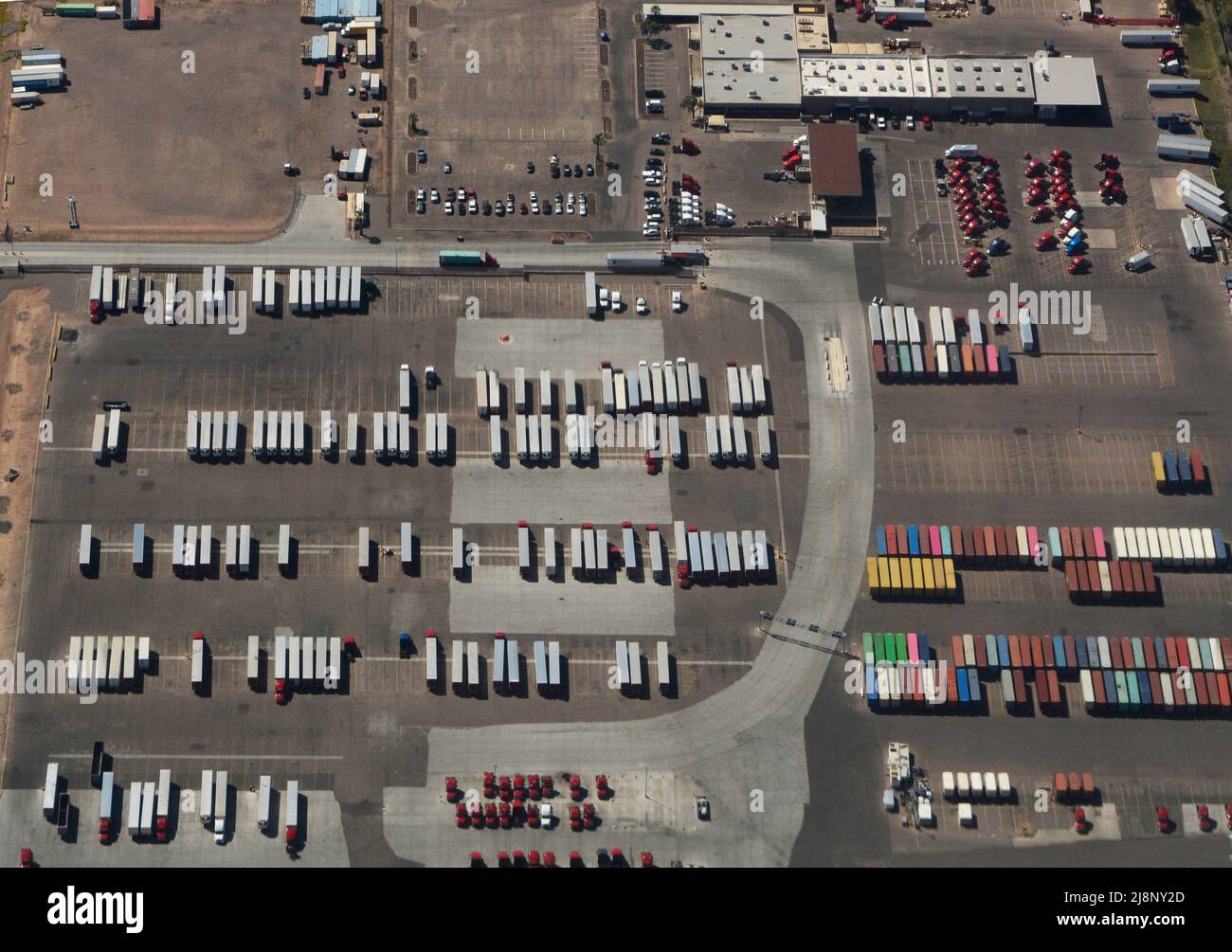 A semi-trailer storage and dealership in Phoenix, Arizona, as seen from ...