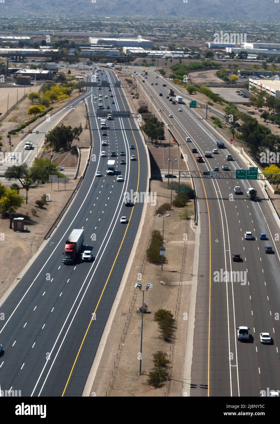 View from the window of a passenger airplane as it flies over ...