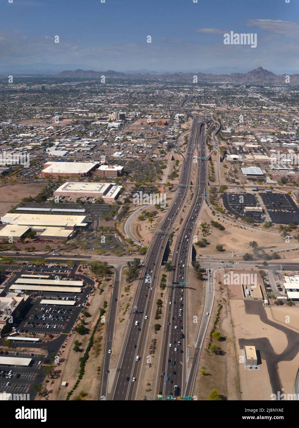 View from the window of a passenger airplane as it flies over ...