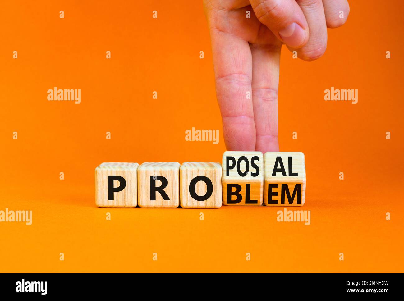 Solving a problem and making proposal symbol. Businessman turns wooden ...