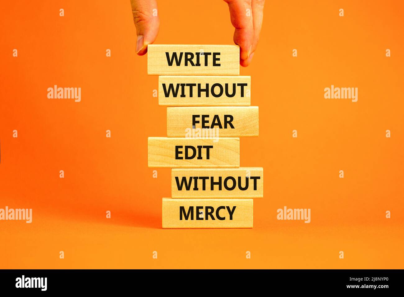 Write and edit symbol. Wood blocks with words Write without fear edit ...
