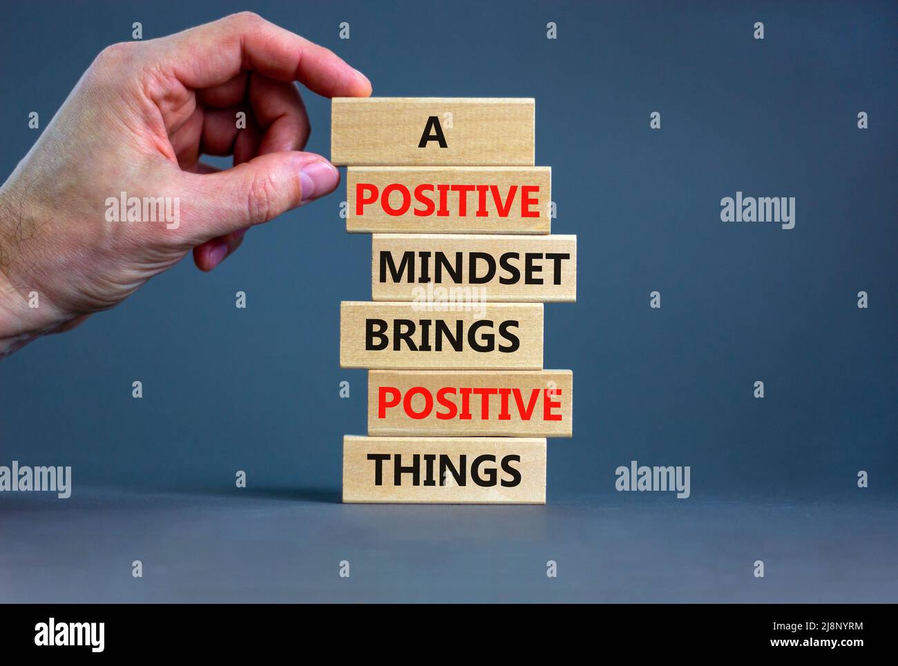Positive mindset symbol. Wood blocks with words A positive mindset ...