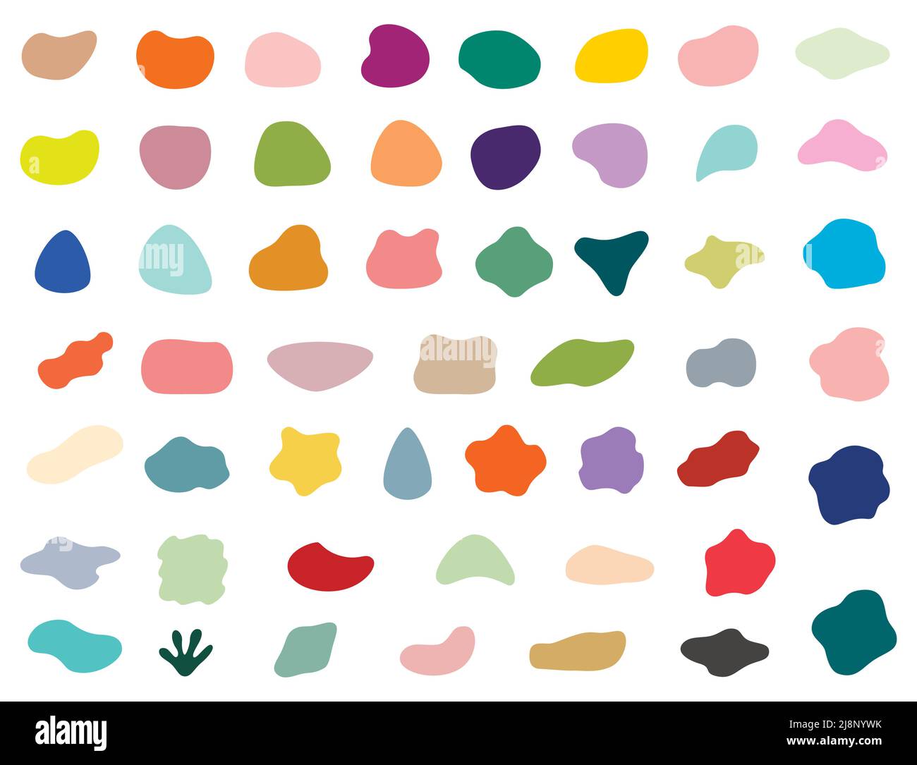 Set of different colored blotch shapes. Random abstract liquid shapes ...