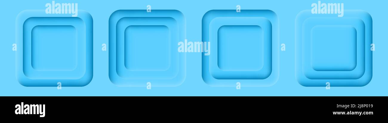 Light blue frame design set. Abstract geometric square 3d shapes with ...