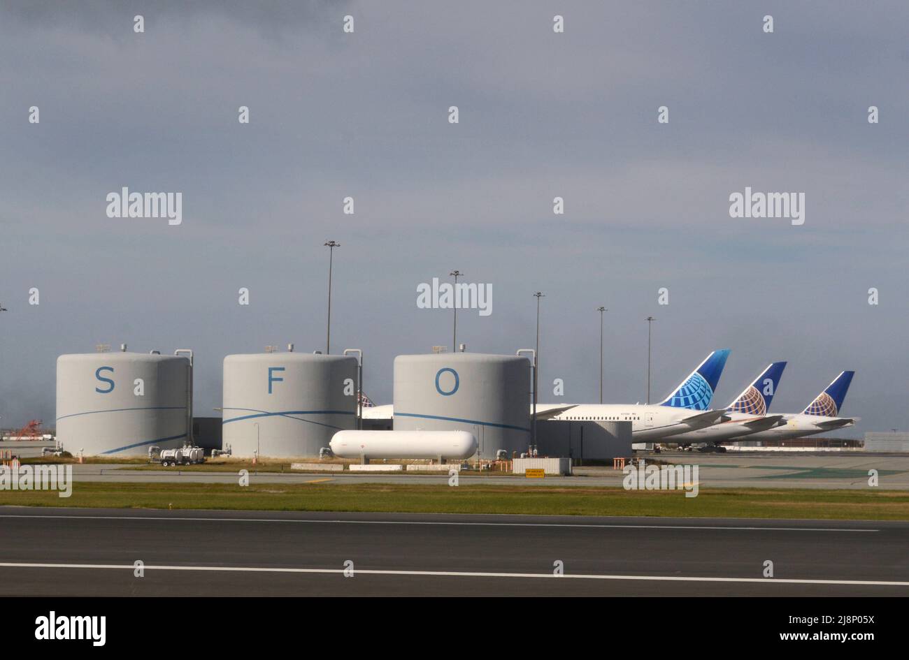 Jet fuel tanks at San Francisco International Airport in San Francisco ...