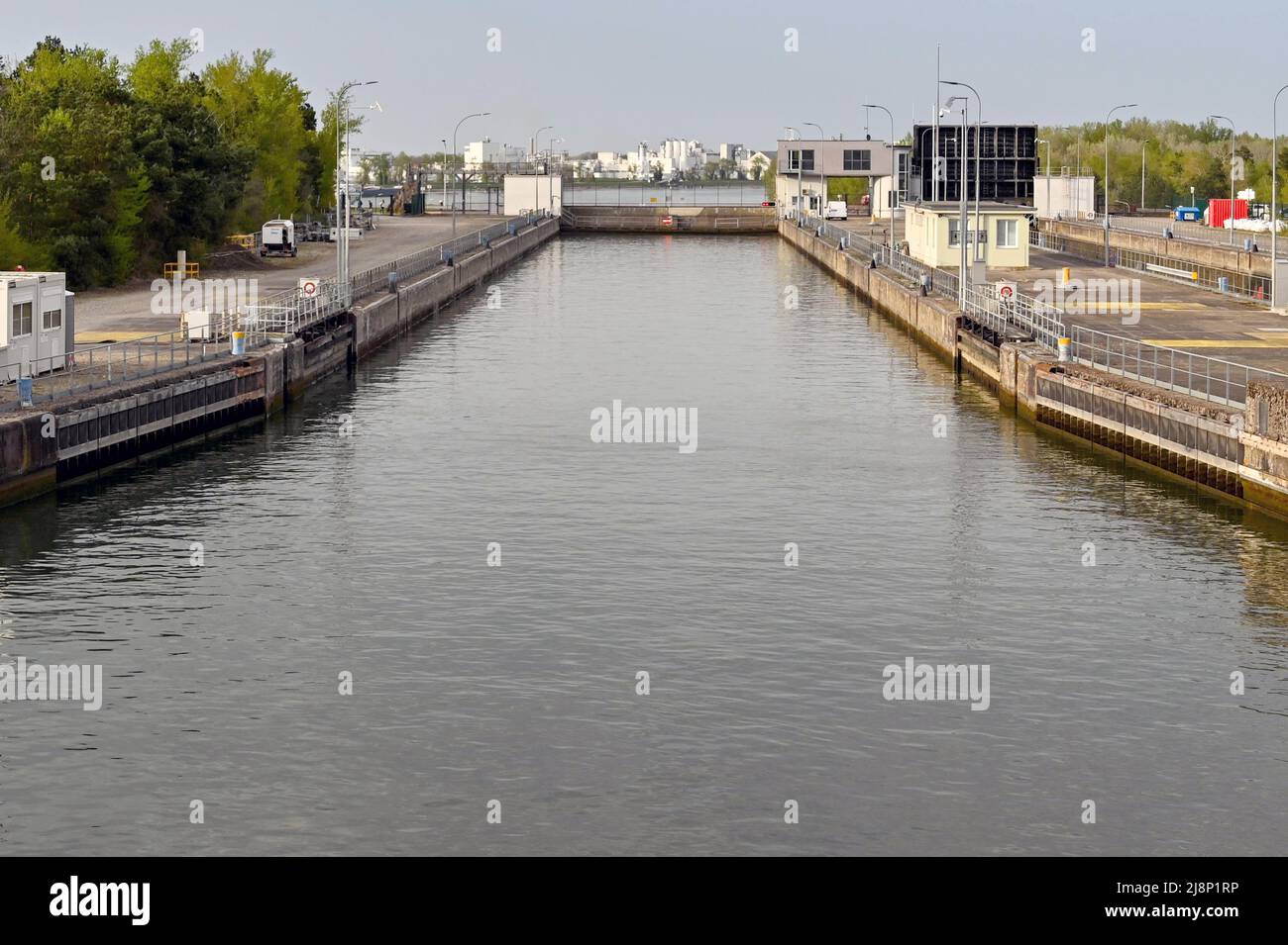 Marckolsheim, Germany - April 2022: View from the front of a river ...
