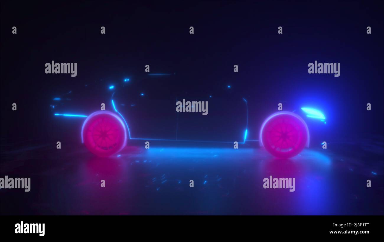 Car with lights. Computer generated 3d render Stock Photo - Alamy