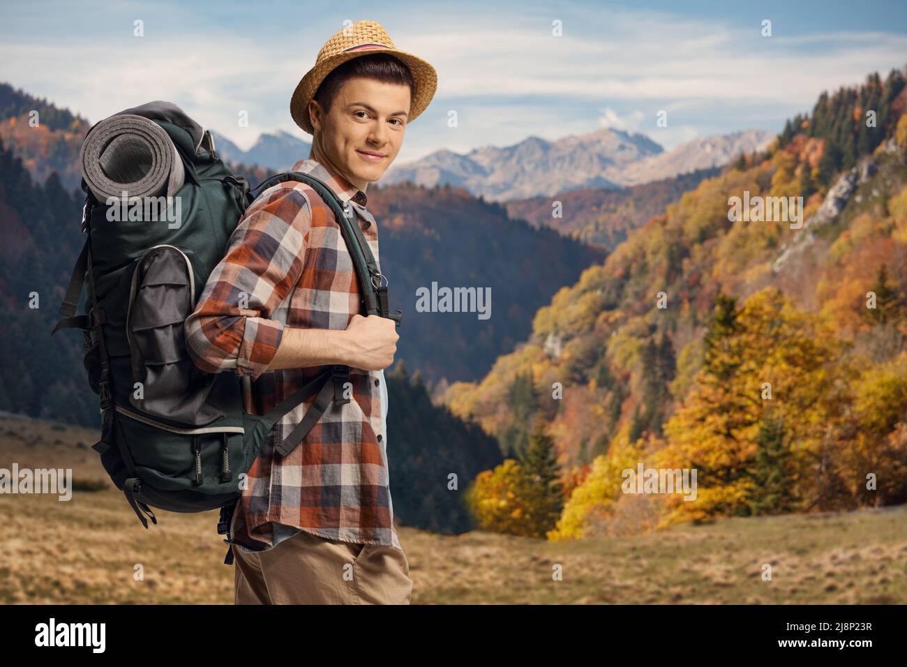Landscape man knapsack rucksack hi-res stock photography and images - Alamy