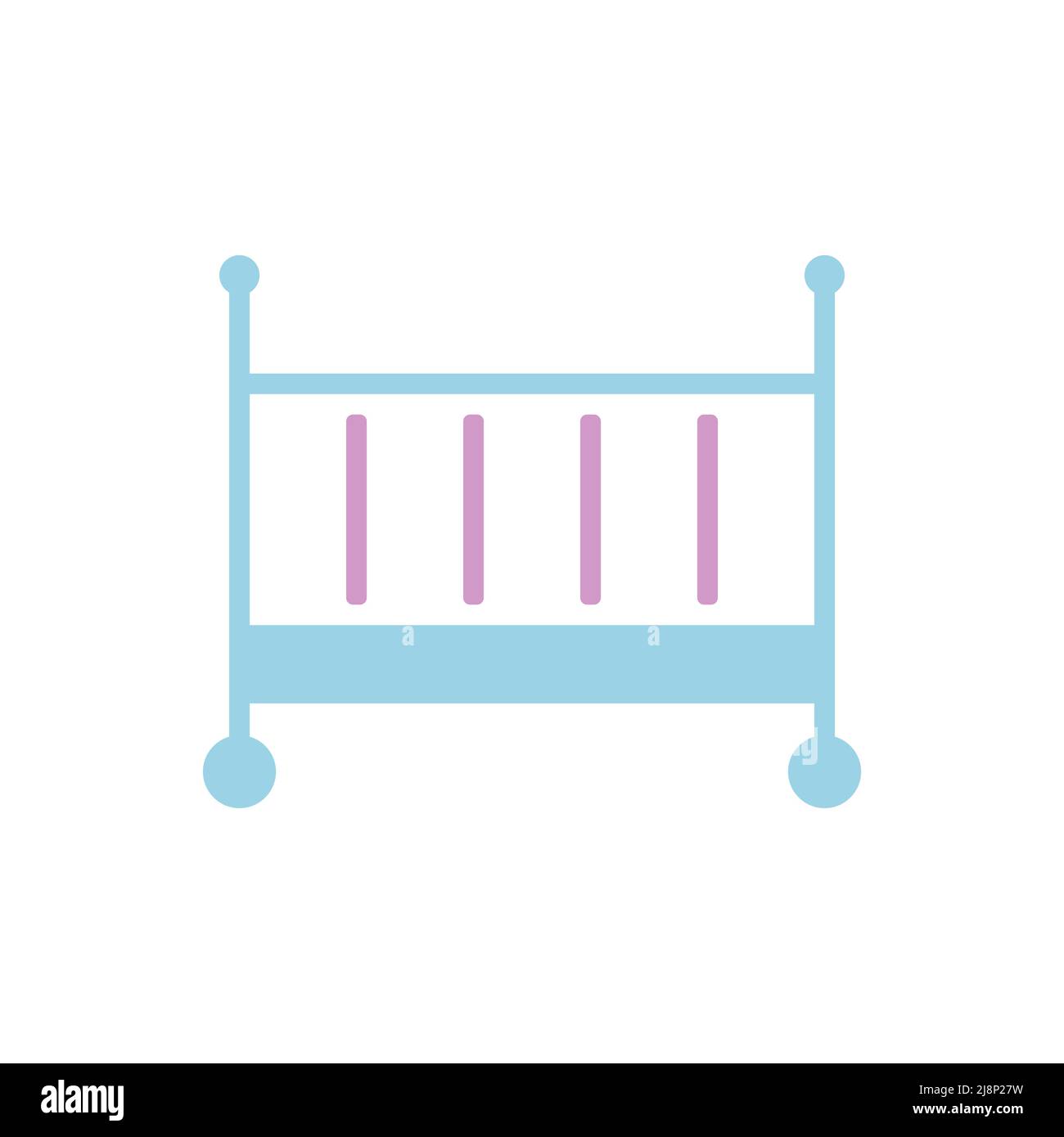 Classic wooden baby crib vector glyph icon. Graph symbol for children ...