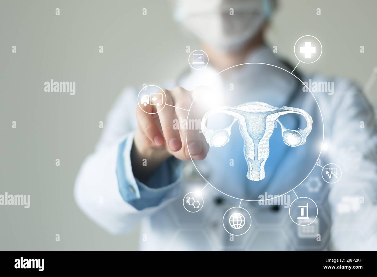 Telemedicine and human Uterus recovery concept. Neutral color palette ...