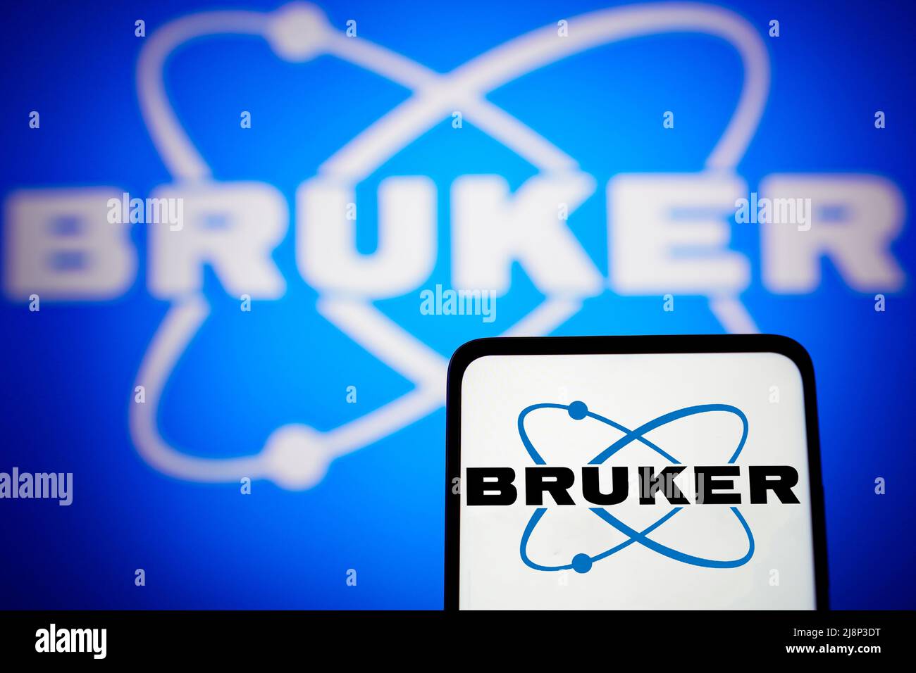 In this photo illustration the Bruker Corporation logo seen displayed ...