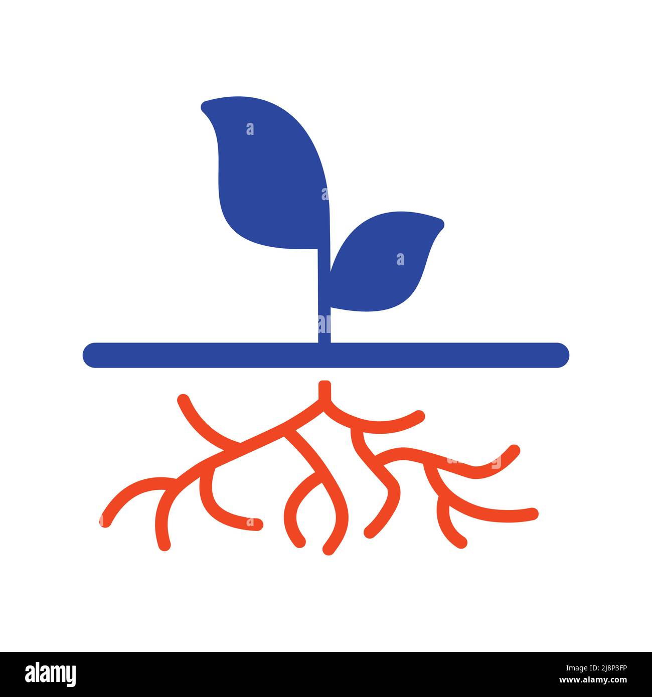 Young green plant with strong roots visible vector glyph icon. Graph ...