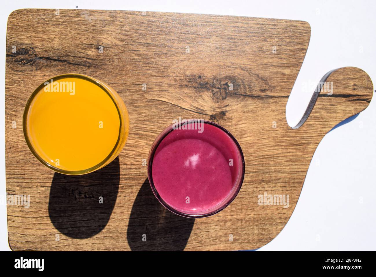 Topview of Summer juices Pomagranate juice and Orange juice malta juice ...