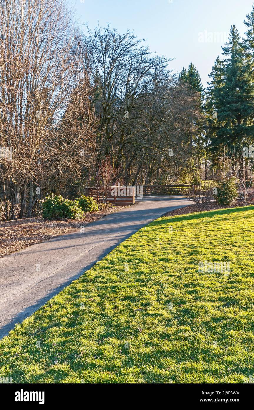 An enclosed platform off the path as a stopping place on the grounds at ...