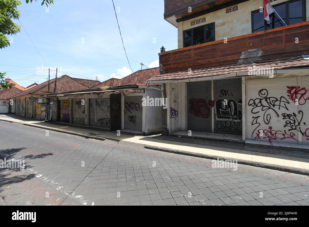 Jalan Pantai Kuta of Kuta Beach Road during the Coronavirus pandemic ...
