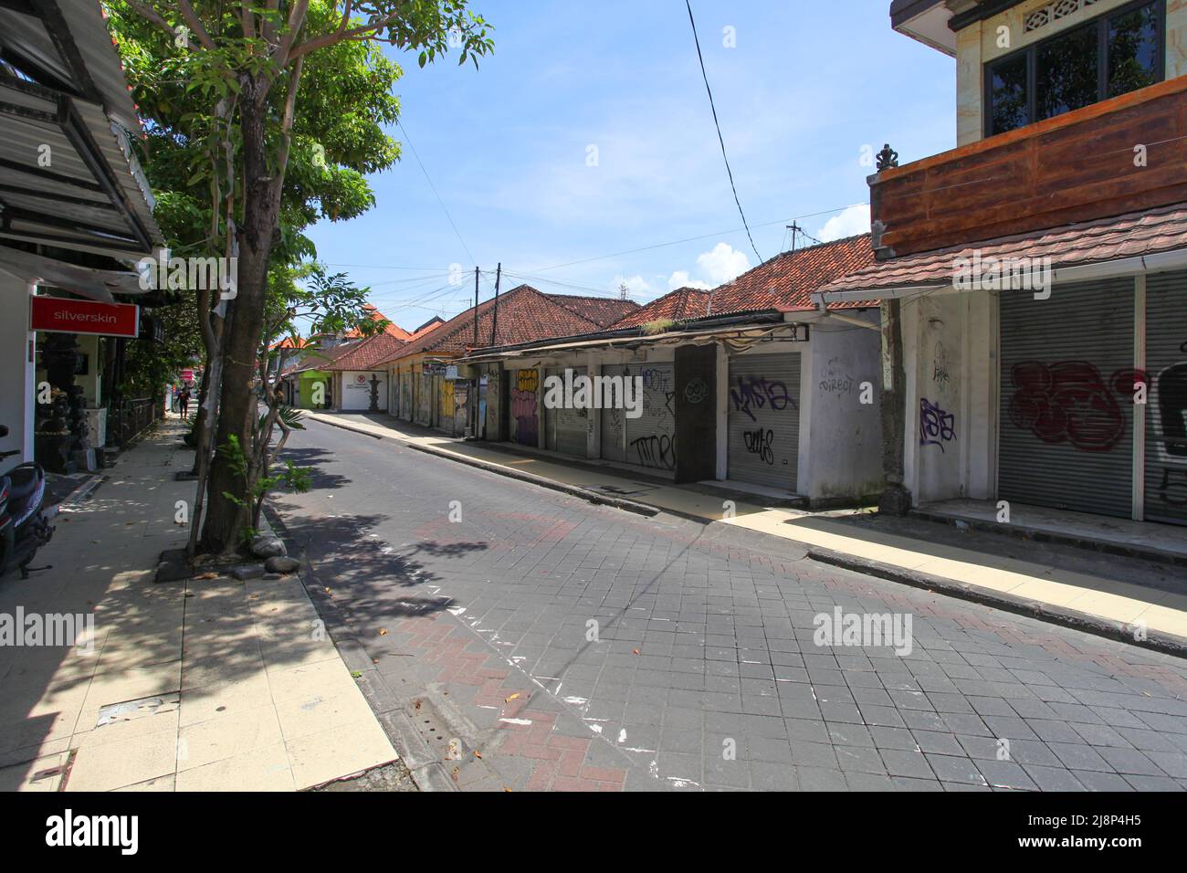 Jalan Pantai Kuta of Kuta Beach Road during the Coronavirus pandemic ...