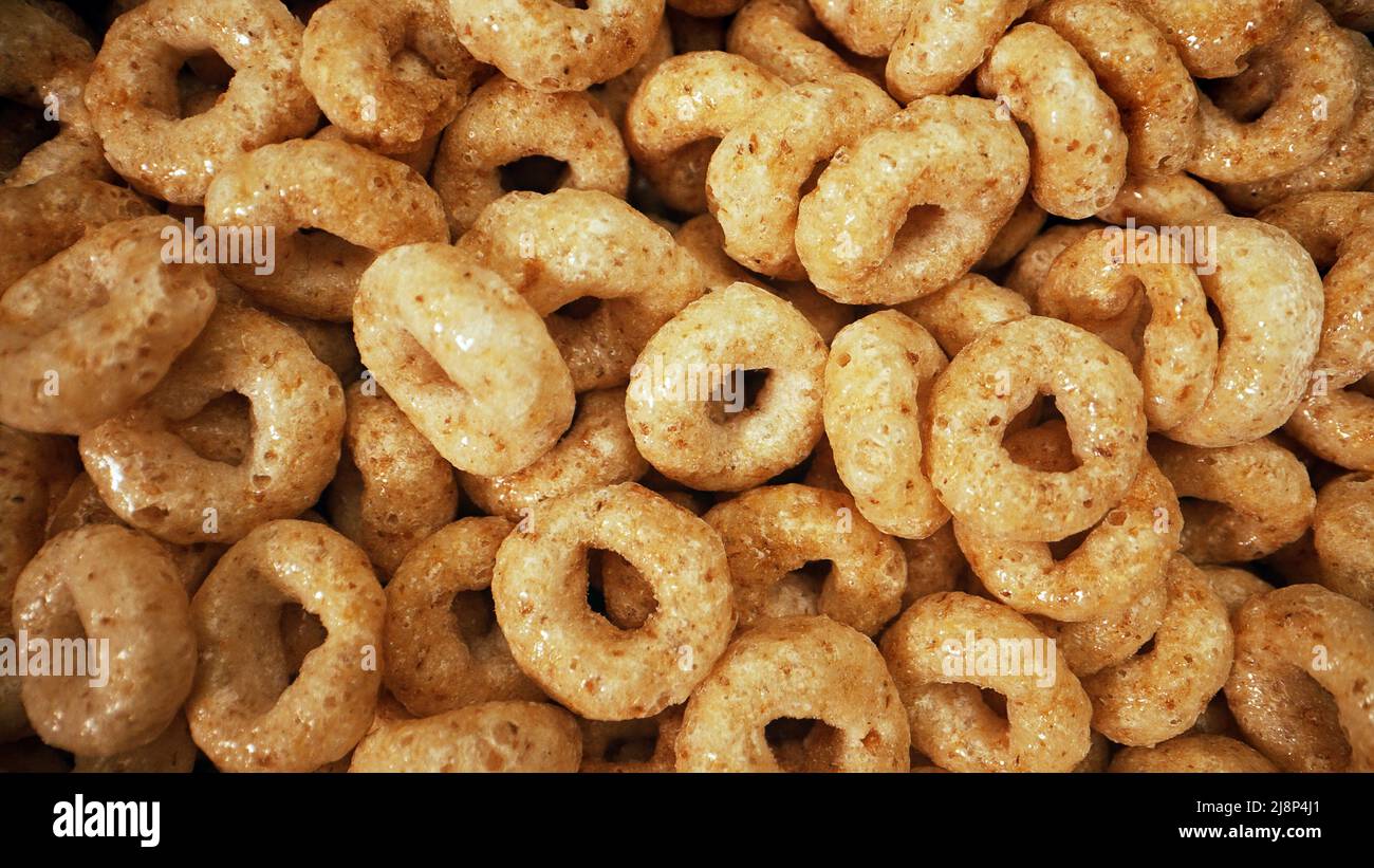 Macro view of cereal circles in bowl Stock Photo - Alamy